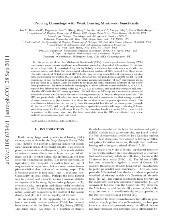 Pdf Probing Cosmology With Weak Lensing Minkowski Functionals