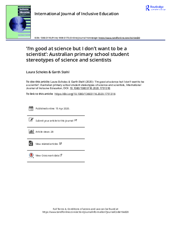 (PDF) ‘I’m good at science but I don’t want to be a scientist ...