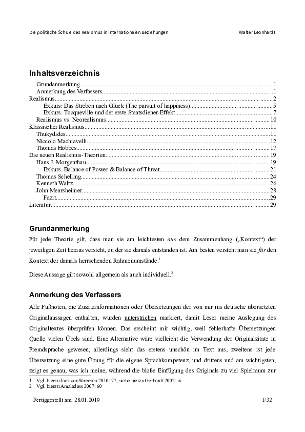 (PDF) Der politische Realismus in Internationaler Beziehungen (DE ...