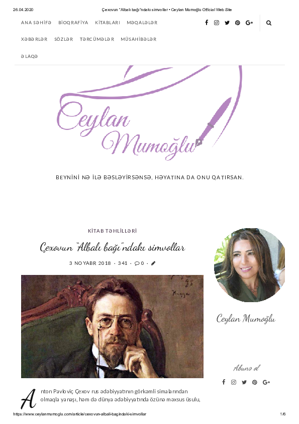 (PDF) Çexovun “Albalı bağı”ndakı simvollar | Ceylan Mumoğlu - Academia.edu