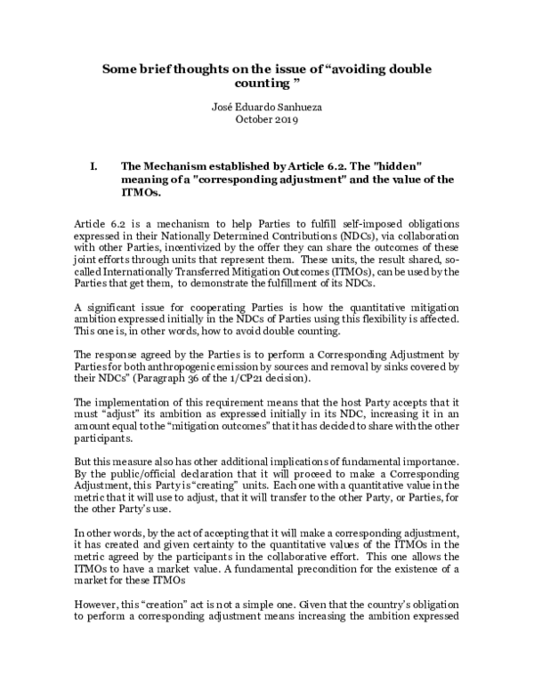 (PDF) Some brief thoughts on the issue of "avoiding double counting