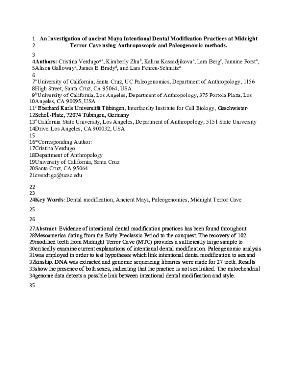 (DOC) An investigation of ancient Maya intentional dental modification ...