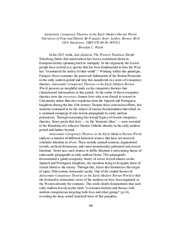 (PDF) Review of François Soyer's "Antisemitic Conspiracy Theories in ...