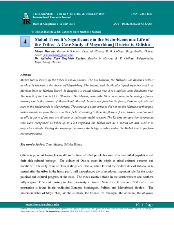 (PDF) Mahul Tree: It's Significance in the Socio-Economic Life of the ...