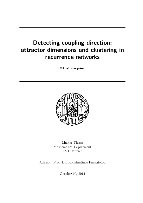 Pdf Detecting Coupling Direction Attractor Dimensions And Clustering