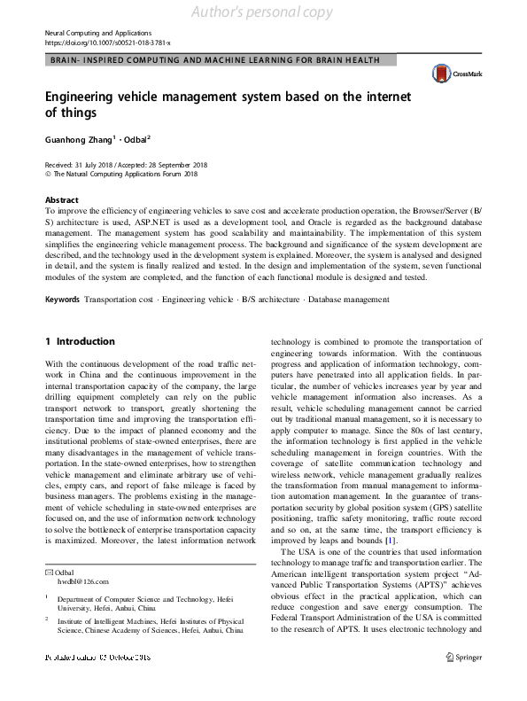 (PDF) BRAIN-INSPIRED COMPUTING AND MACHINE LEARNING FOR BRAIN HEALTH Engineering vehicle ...