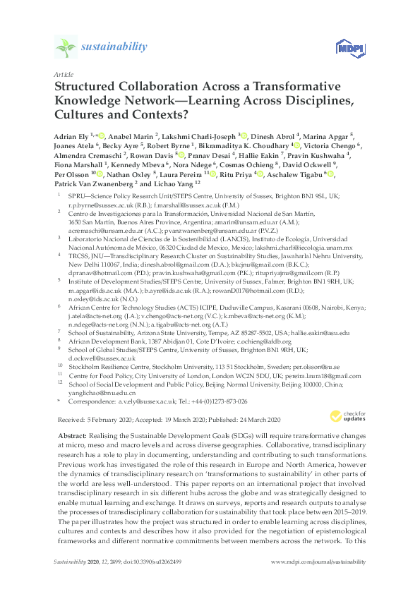 (PDF) Structured Collaboration Across a Transformative Knowledge Network-Learning Across ...