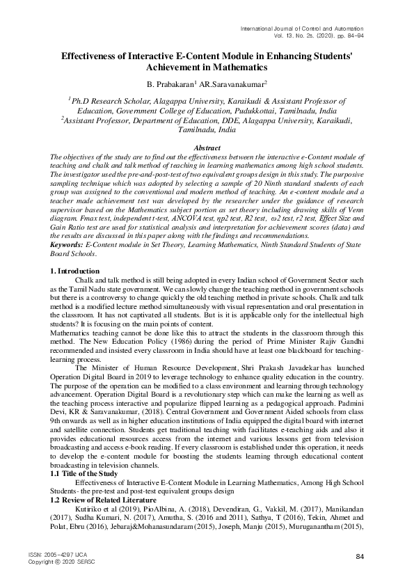 (PDF) Effectiveness of Interactive E-Content Module in Enhancing ...