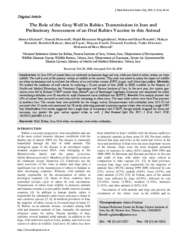 (PDF) The Role of the Gray Wolf in Rabies Transmission in Iran and ...