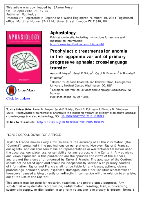 (PDF) Prophylactic treatments for anomia in the logopenic variant of ...