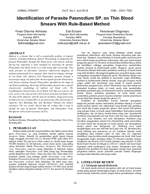 (PDF) Identification of Parasite Pasmodium SP. on Thin Blood Smears ...