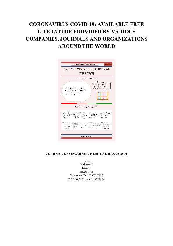 (PDF) CORONAVIRUS COVID-19: AVAILABLE FREE LITERATURE PROVIDED BY ...