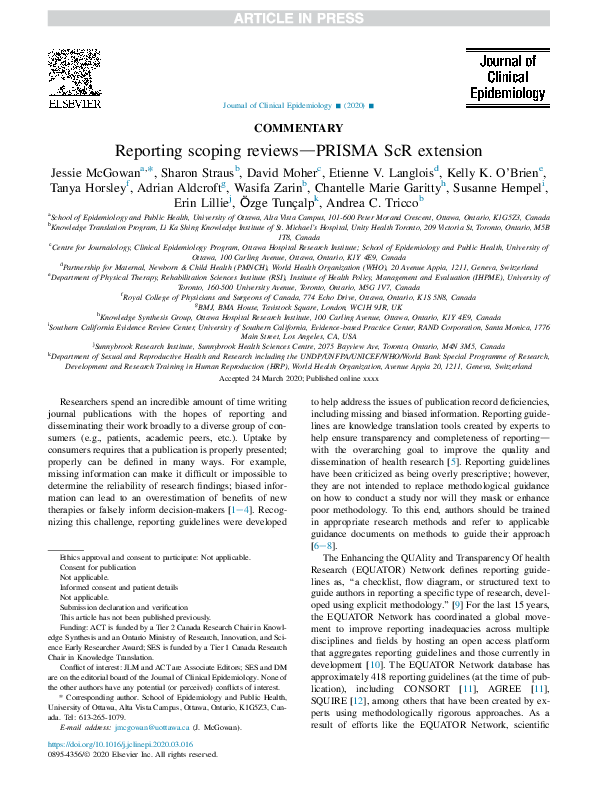 (PDF) Reporting scoping reviews - PRISMA ScR extension