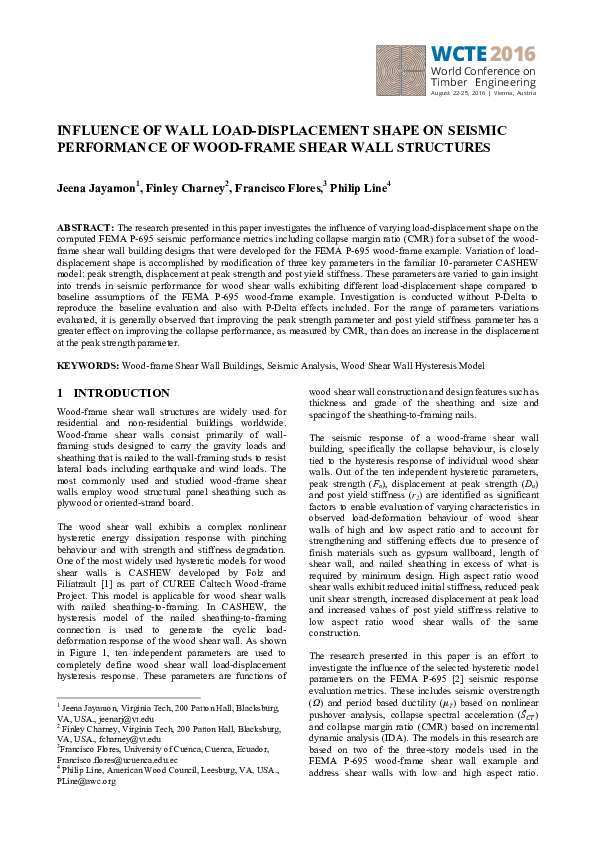 (PDF) Influence of Wall Load-Displacement Shape on Seismic Performance ...