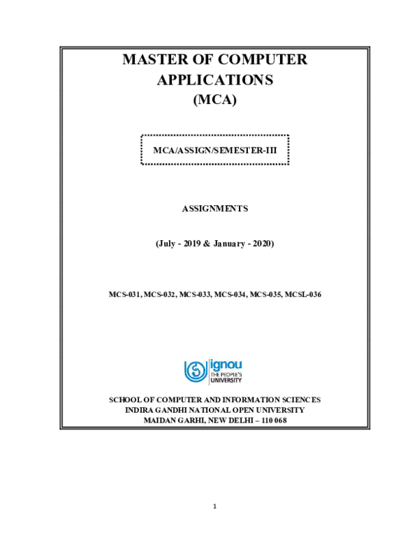 Pdf Master Of Computer Applications Assignment Mcaassignsemester