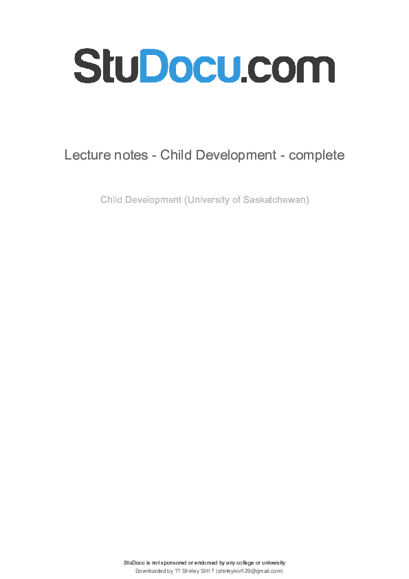 (PDF) Lecture notes child development complete