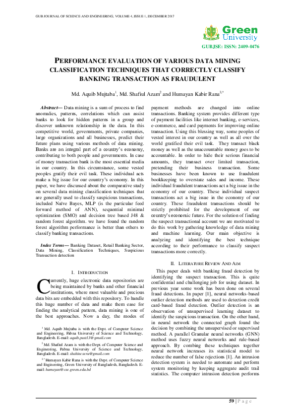 Pdf Performance Evaluation Of Various Data Mining Classification Techniques That Correctly