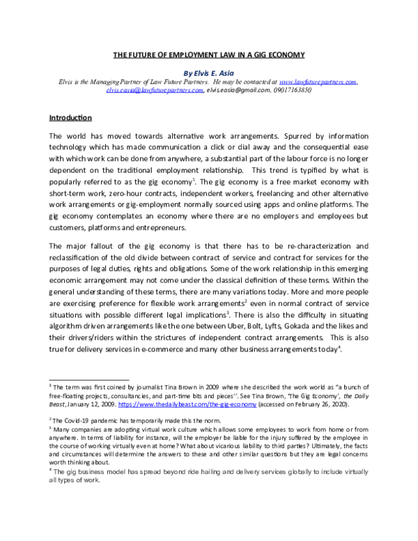 (DOC) The future of employment law in a gig economy