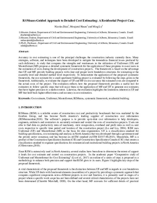 (PDF) RSMeans-Guided Approach to Detailed Cost Estimating: A ...