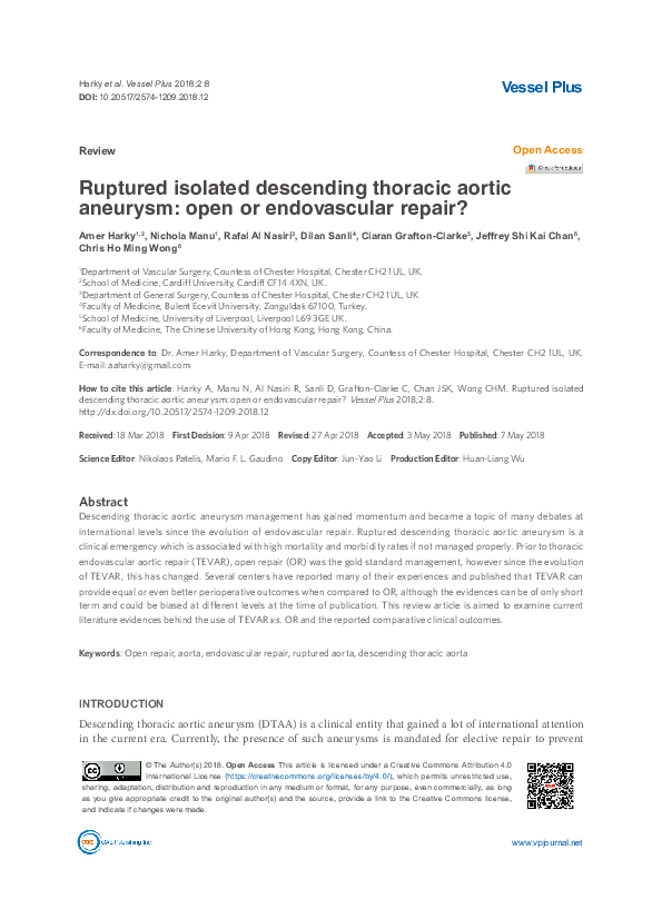 (PDF) Review Open Access Vessel Plus Ruptured isolated descending ...