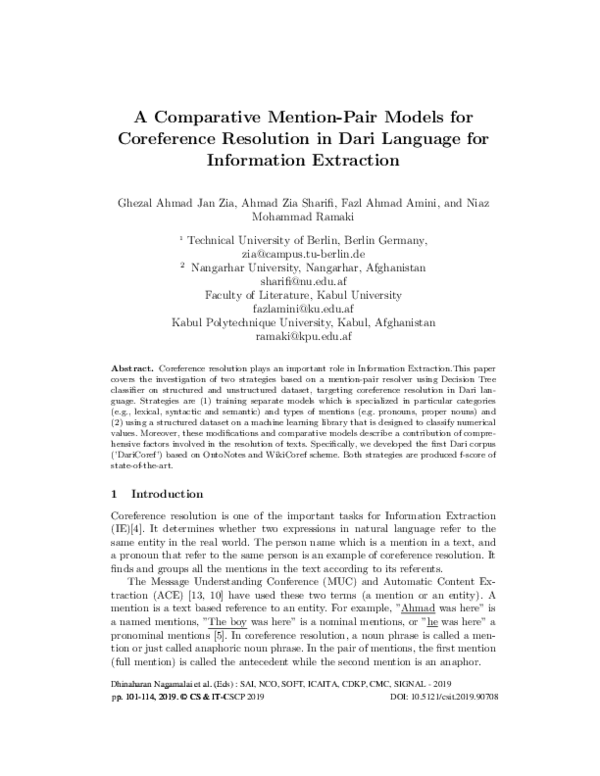 (PDF) A Comparative Mention-Pair Models for Coreference Resolution in Dari Language for ...