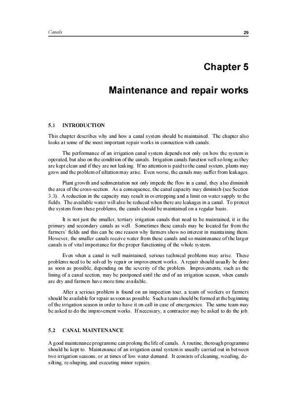 (PDF) Canals Chapter 5 Maintenance and repair works
