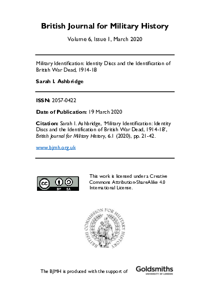 (PDF) Military Identification: Identity Discs and the Identification of ...