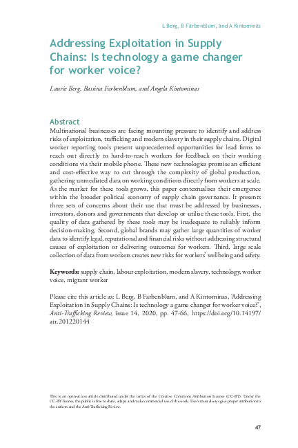 (PDF) Addressing Exploitation in Supply Chains: Is technology a game ...