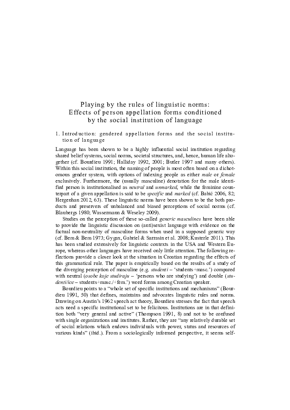 (PDF) Playing by the rules of linguistic norms: Effects of person ...