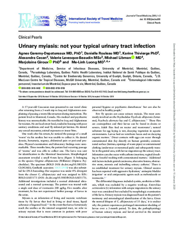 (PDF) Urinary myiasis: not your typical urinary tract infection