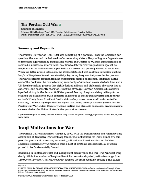 (PDF) Persian Gulf War