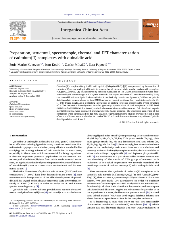 (PDF) Preparation, structural, spectroscopic, thermal and DFT ...