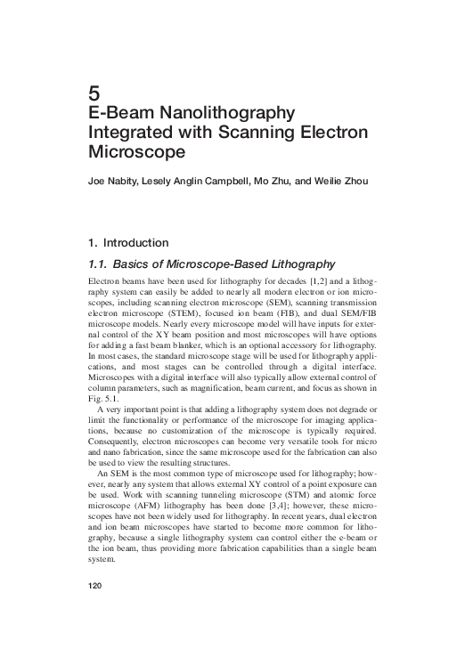 (PDF) 5 E-Beam Nanolithography Integrated with Scanning Electron Microscope