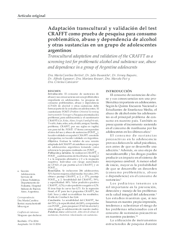 (PDF) Cuestionario CraFFT