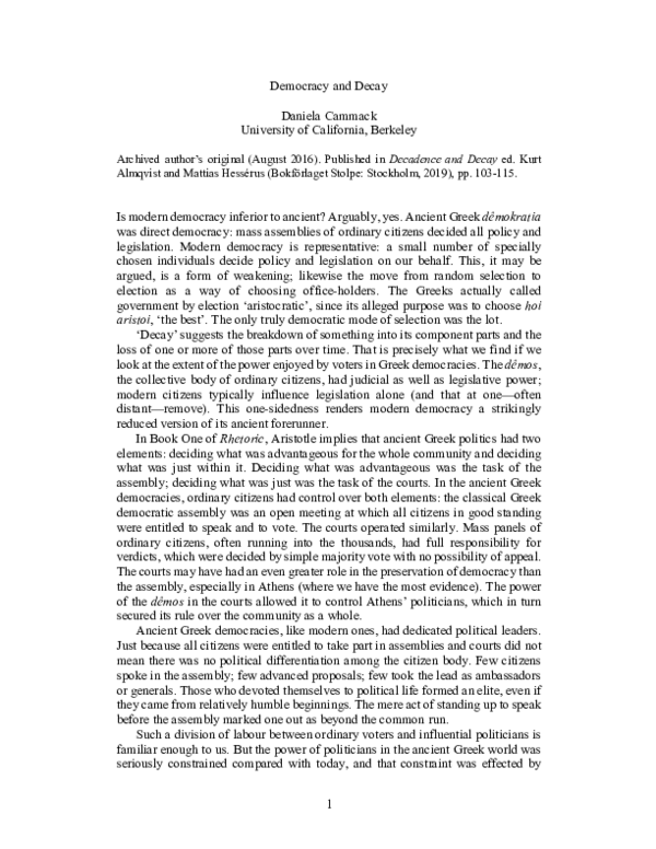 (PDF) Democracy and Decay | Daniela Cammack - Academia.edu