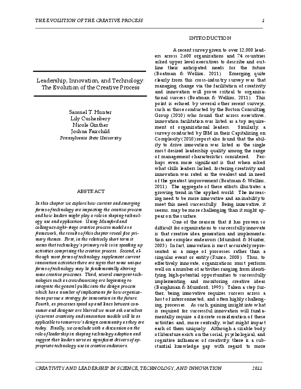 (PDF) Leadership, innovation, and technology: The evolution of the ...