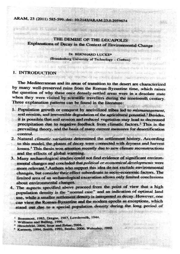 (PDF) Demise of the Decapolis: past and present desertification in the context of soil ...