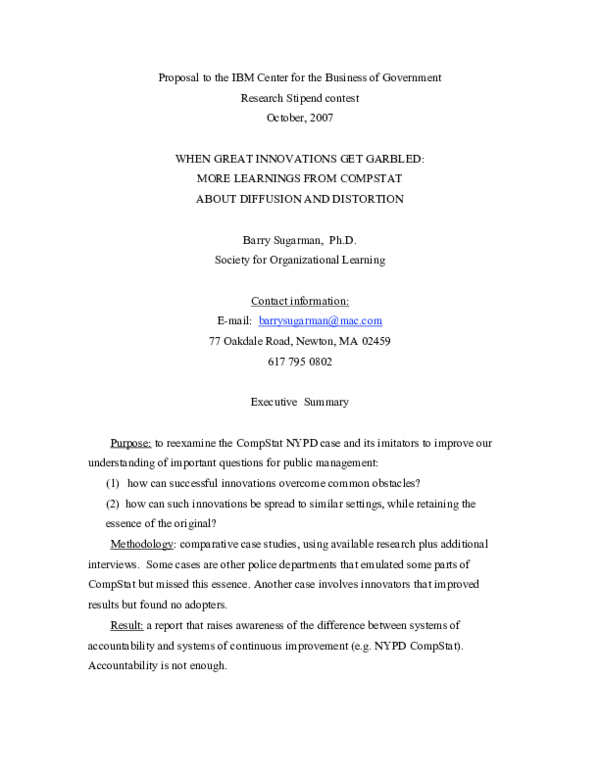 (PDF) WHEN GREAT INNOVATIONS GET GARBLED: LEARNING FROM COMPSTAT AND ...