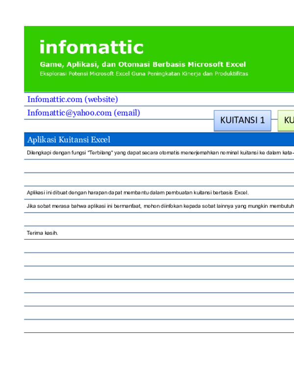 Format Kwitansi Kosong Excel