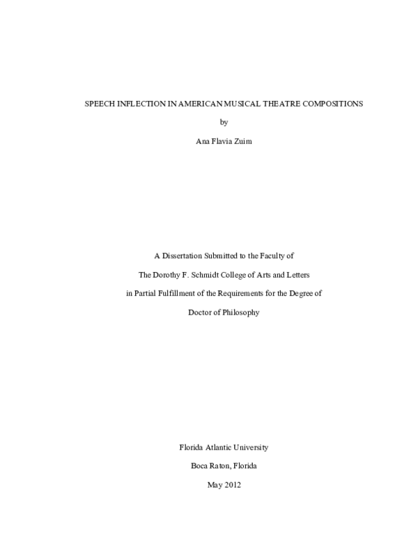 (PDF) SPEECH INFLECTION IN AMERICAN MUSICAL THEATRE COMPOSITIONS