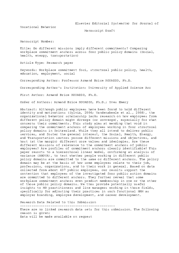 (PDF) Elsevier Editorial System(tm) for Journal of Vocational Behavior ...