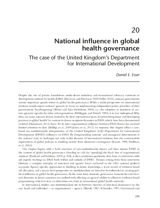 (PDF) National influence in global health governance: the case of the ...