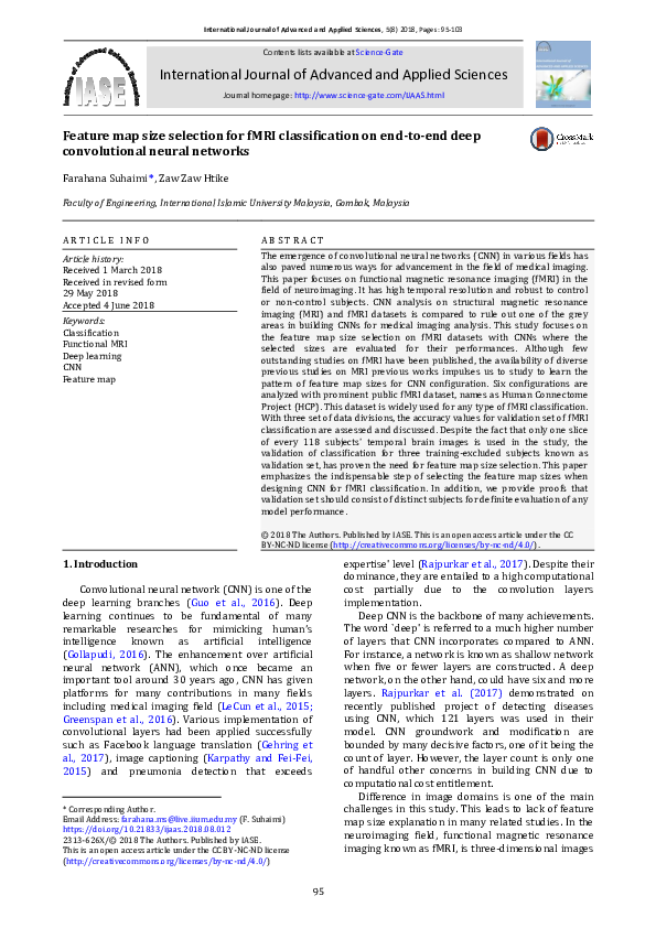 Pdf Feature Map Size Selection For Fmri Classification On End To End