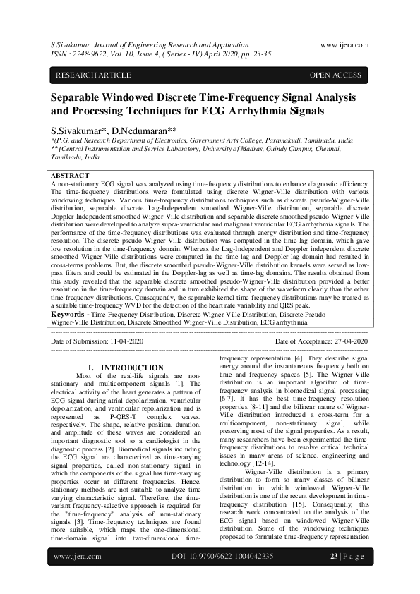 (PDF) Separable Windowed Discrete Time-Frequency Signal Analysis and Processing Techniques for ...