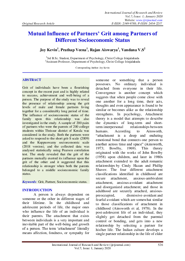 (PDF) Mutual Influence of Partners' Grit among Partners of Different ...