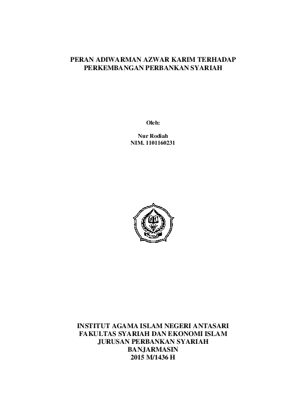 (PDF) PERAN ADIWARMAN AZWAR KARIM TERHADAP PERKEMBANGAN PERBANKAN SYARIAH