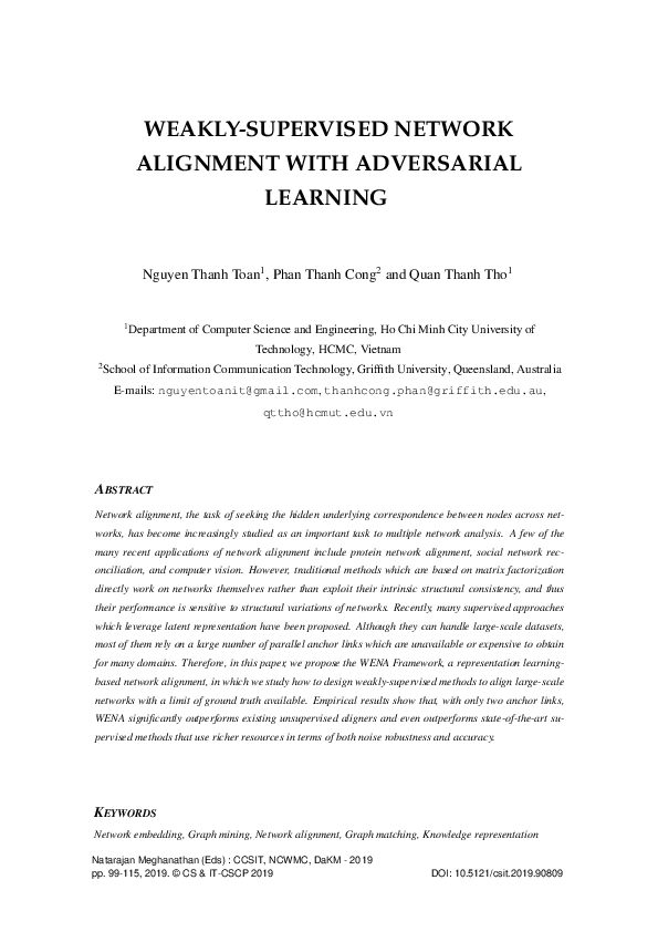 (PDF) WEAKLY-SUPERVISED NETWORK ALIGNMENT WITH ADVERSARIAL LEARNING