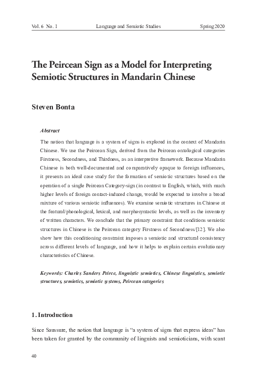 (PDF) The Peircean Sign as a Model for Interpreting Semiotic Structures ...
