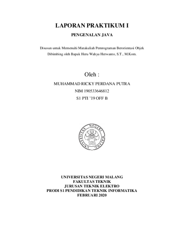 (PDF) LAPORAN PBO 1 PENGENALAN JAVA