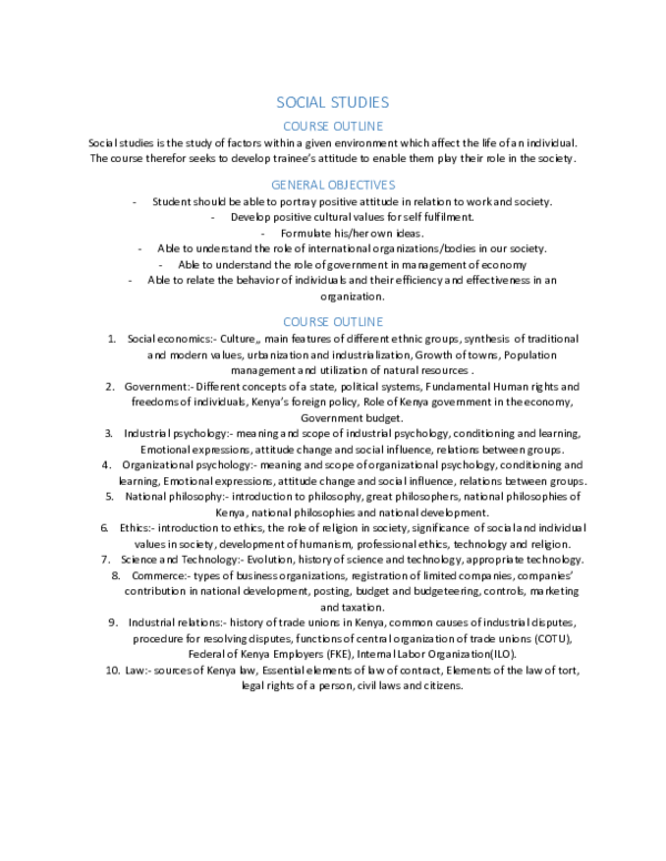 (PDF) SOCIAL STUDIES COURSE OUTLINE COURSE OUTLINE